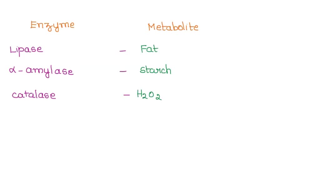 SOLVED: Match the enzyme to the correct substrate/metabolite: - fat ...