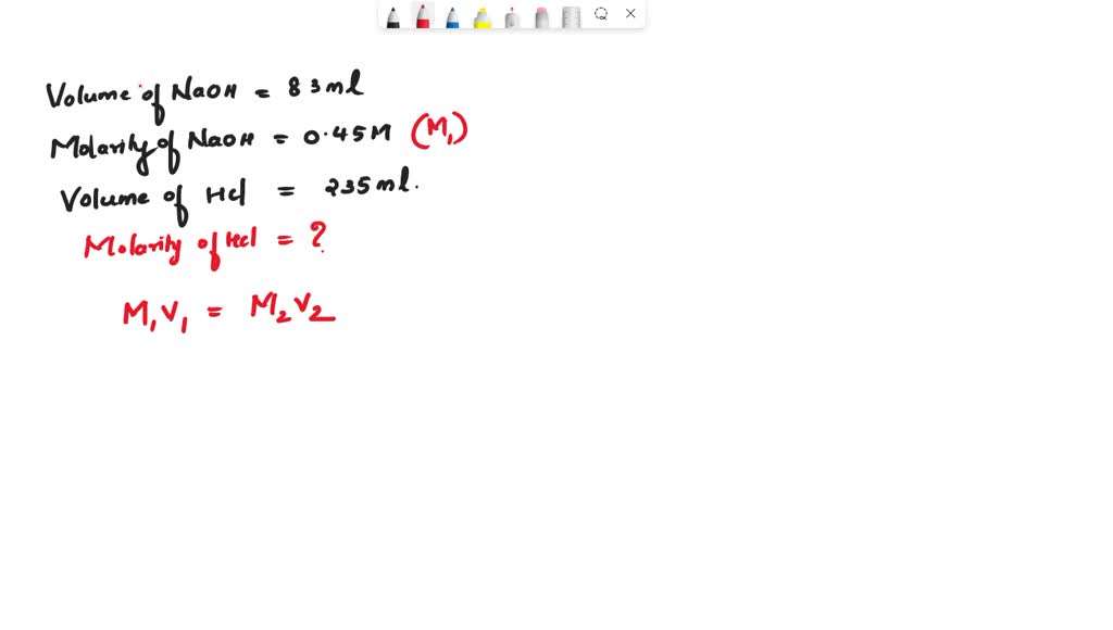 SOLVED: Consider this equation: NaOH (aq) + HCl(aq) ——-> NaCl(aq) + H2O In a titration ...