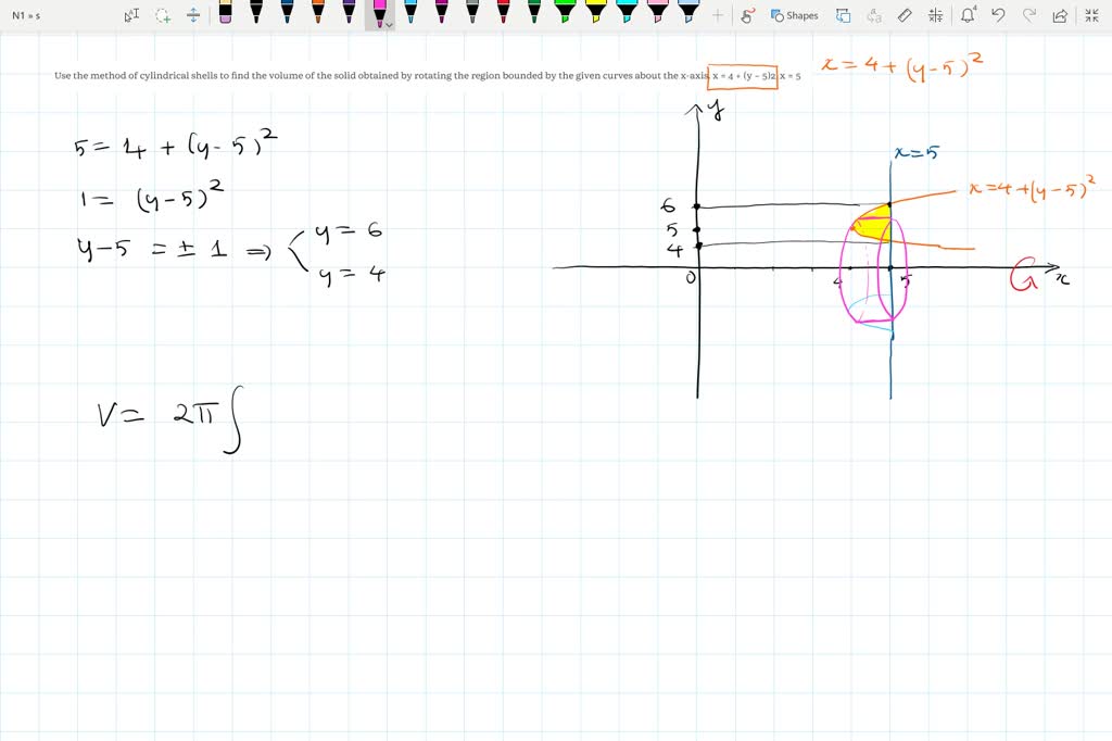 SOLVED: Use the method of cylindrical shells to find the volume of the ...