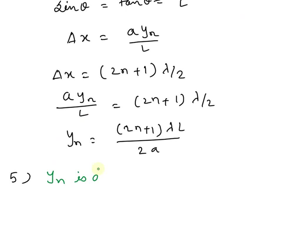 SOLVED: n = 3 n = 2 n = 1 Figure 7.1: Diagram of the single-slit ...