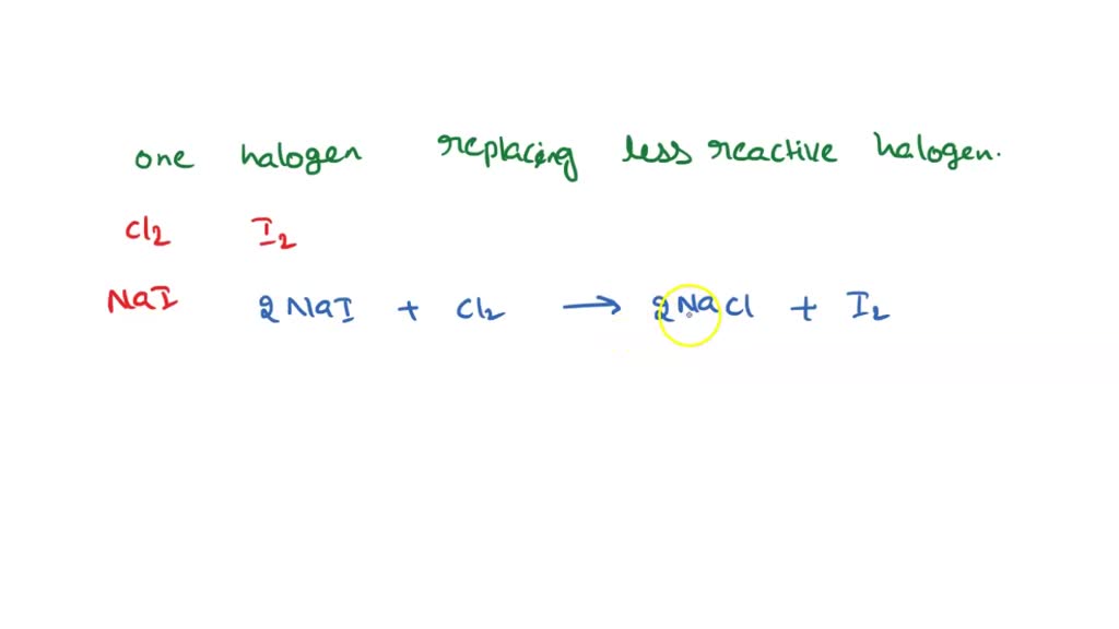SOLVED: Some single displacement reactions involve one halogen ...