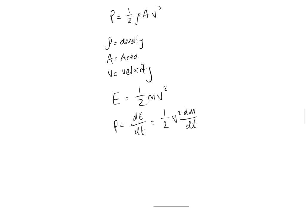 Derive the expression of power developed due to wind