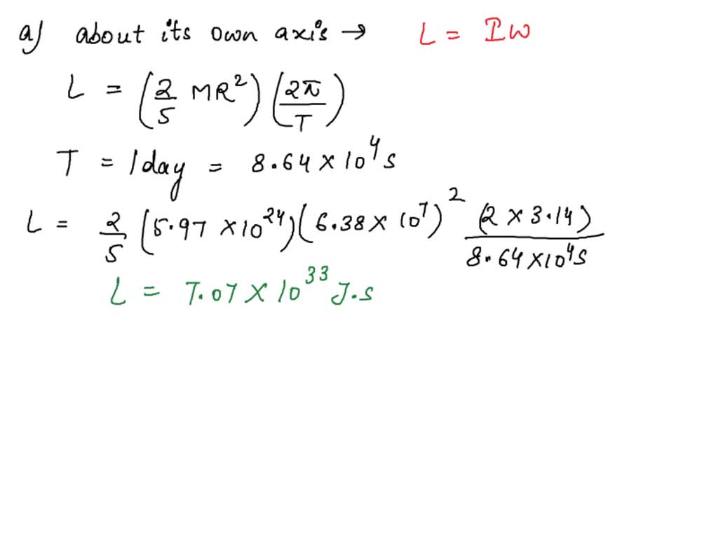 Solved A Calculate The Angular Momentum Of Earth That Arises From
