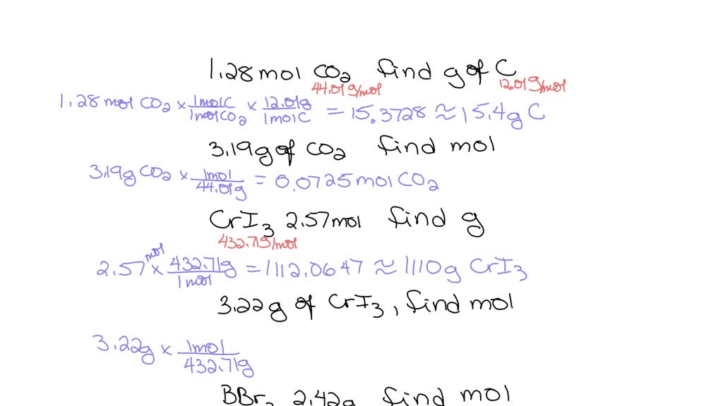 SOLVED: 1. How many GRAMS of carbon are present in 1.28 moles of carbon dioxide ? grams. 2. How ...