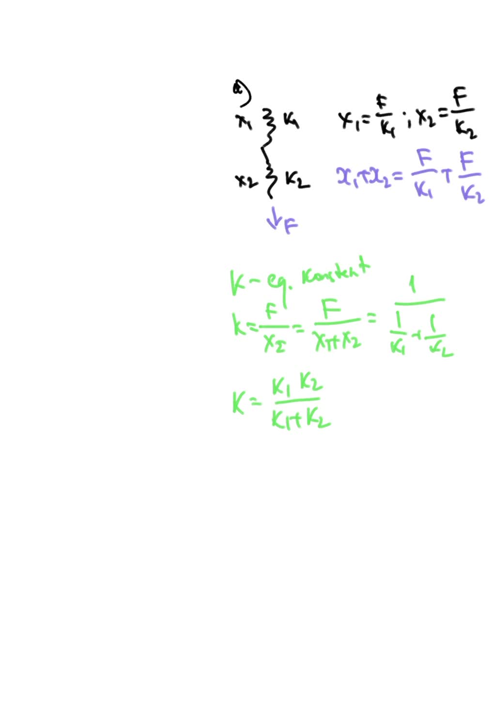 SOLVED: Consider the two springs connected in series or in parallel as ...