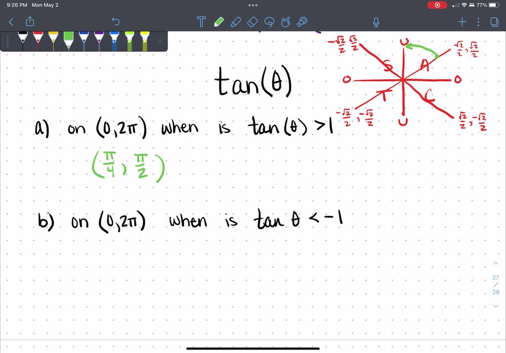 Take a moment to think about what tan(0) represents. Use interval ...