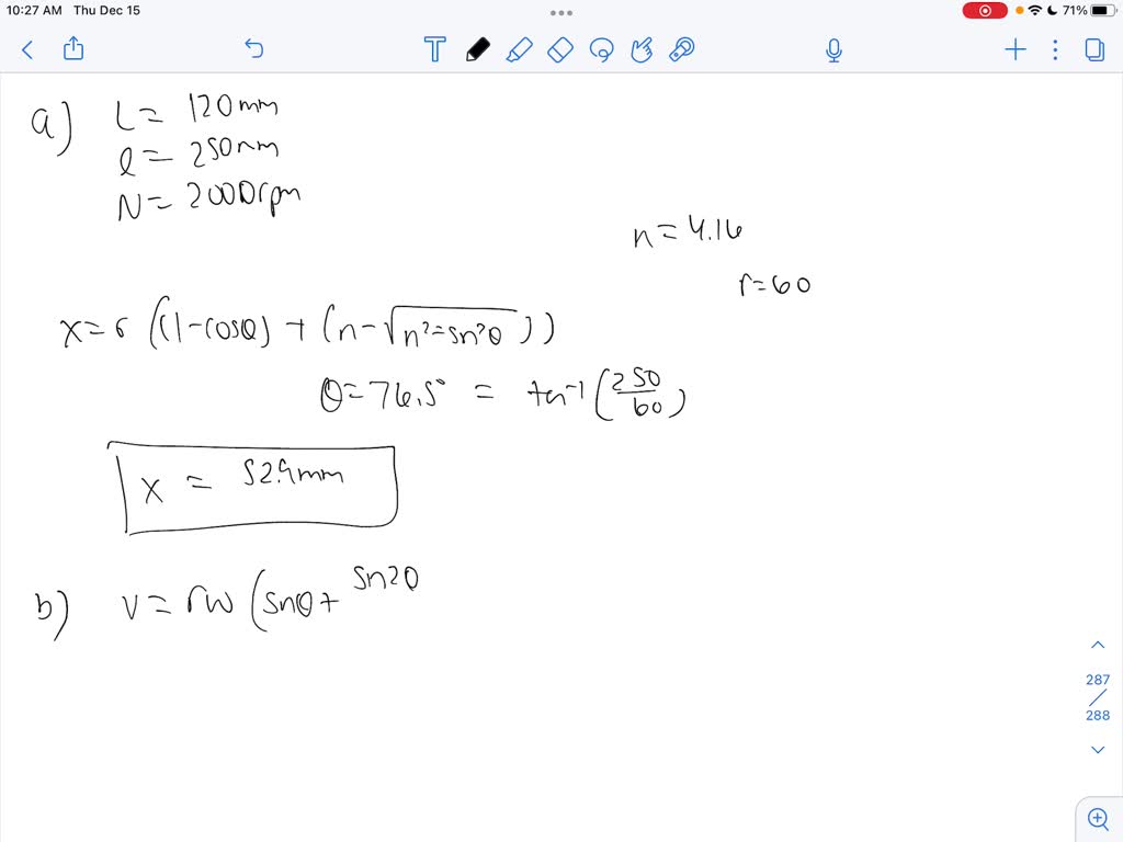 SOLVED: TASK #3: Velocity of a piston of a slider-crank system A model of a slider-crank ...