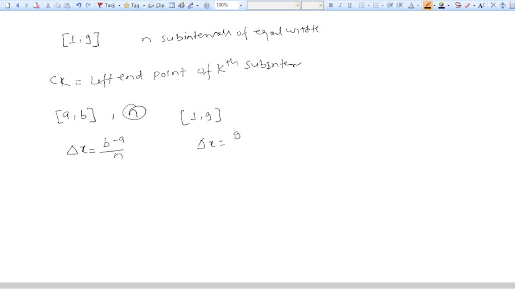 SOLVED: Suppose the interval [1 , 9] is divided into n subintervals of equal width, and Ck ...