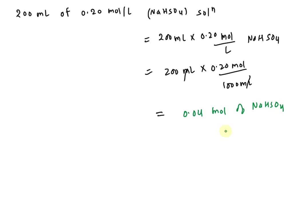SOLVED: What mass of sodium hydrogen sulphate (NaHSO4) is required to ...