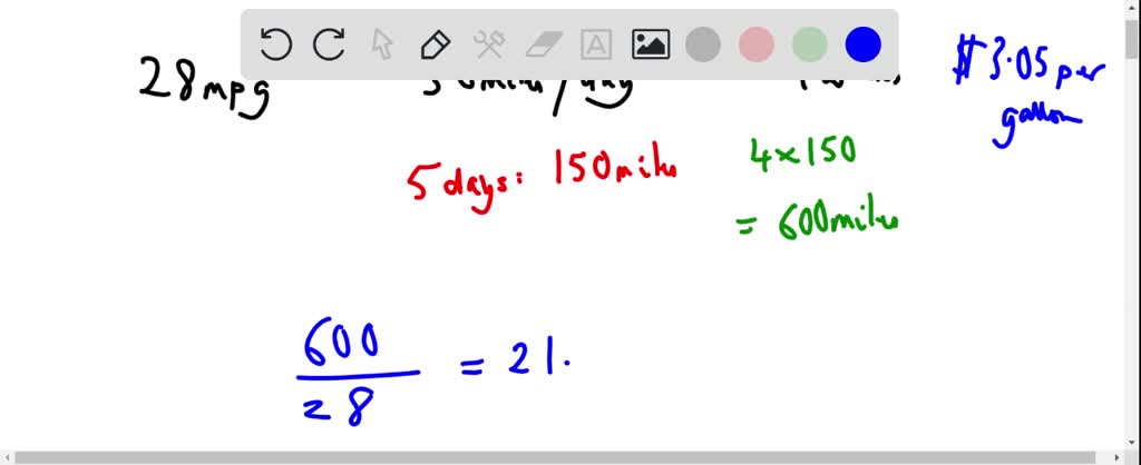If your car gets 28 miles per gallon and you travel 30 miles round trip ...