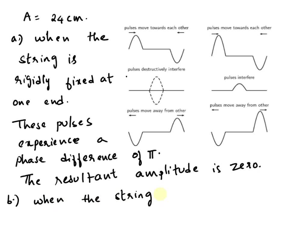 SOLVED: Anthony sends a series of pulses of amplitude 24 cm down a string that is attached to a ...