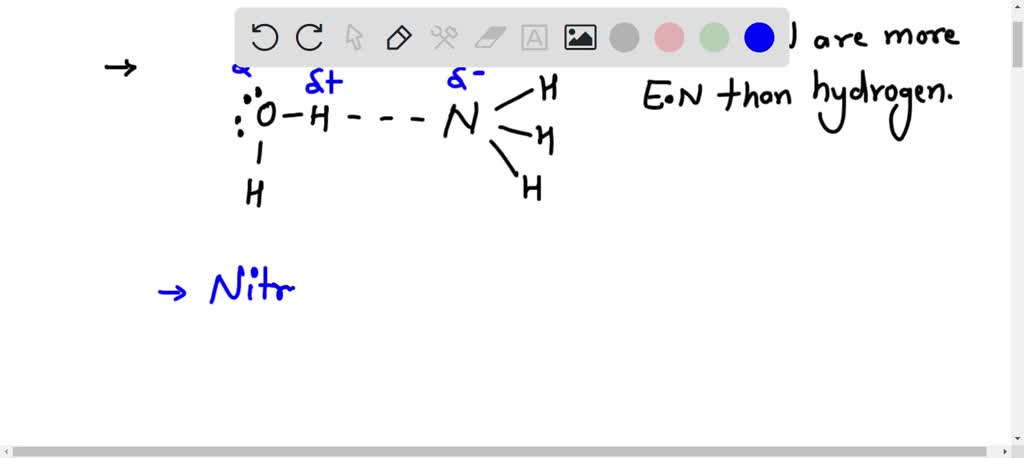 SOLVED: Water and ammonia interact to form hydrogen bonds. The figure ...