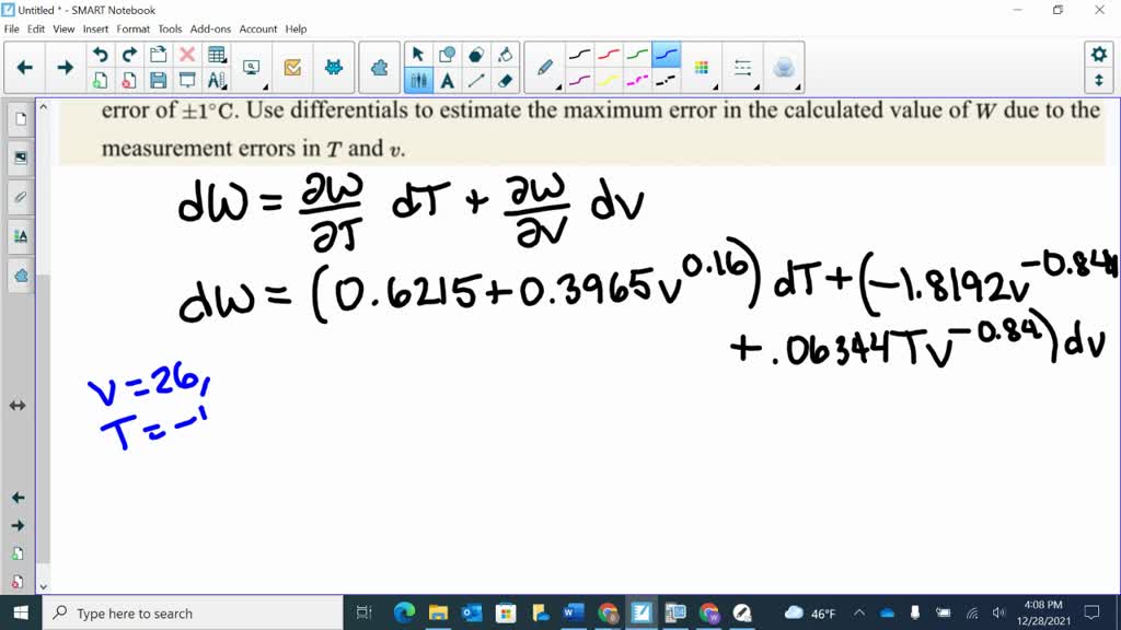 SOLVED: 36. The wind-chill index is modeled by the function W = 13.12 ...
