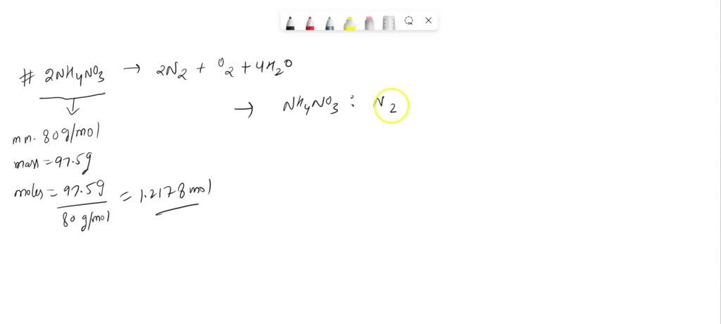 Ammonium nitrate decomposes (explosively) according to the following ...
