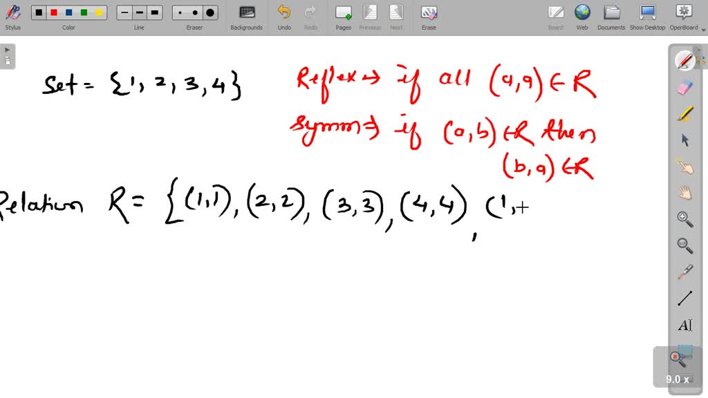 SOLVED: (b) Given an example of relation on the set 1,2,3,4 that is ...