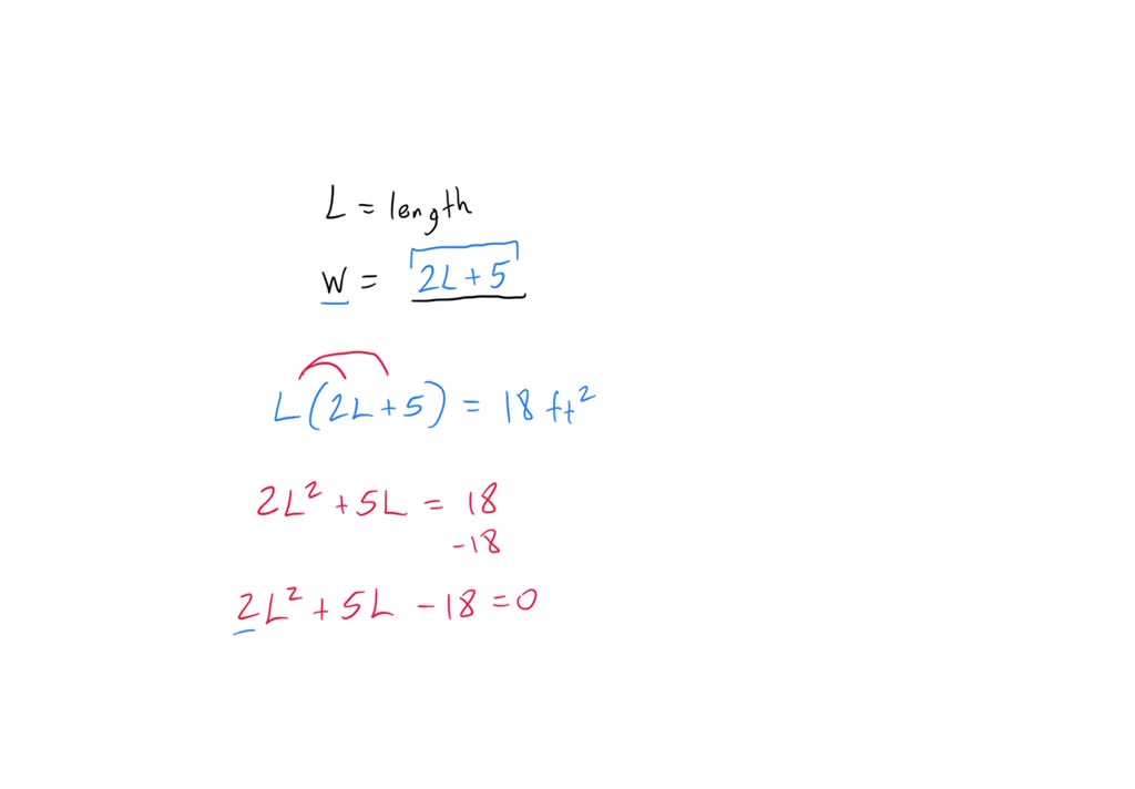 SOLVED: The width of rectangle is 5 feet longer than two times its ...