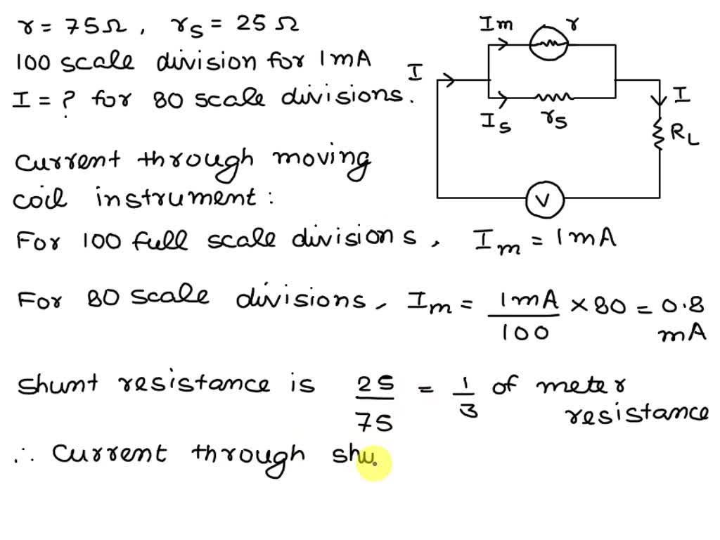 SOLVED: A moving coil instrument has a resistance of 75 ohms and gives ...