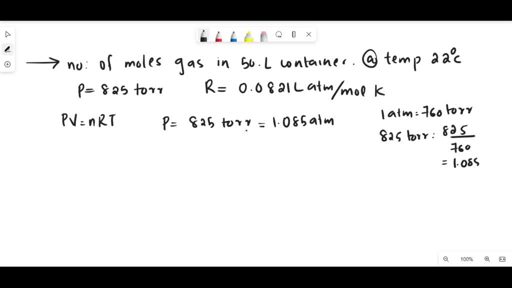 SOLVED: If 50.0 ml of a gas at a temperature of 25°C exerts a pressure of 700 torr on its ...