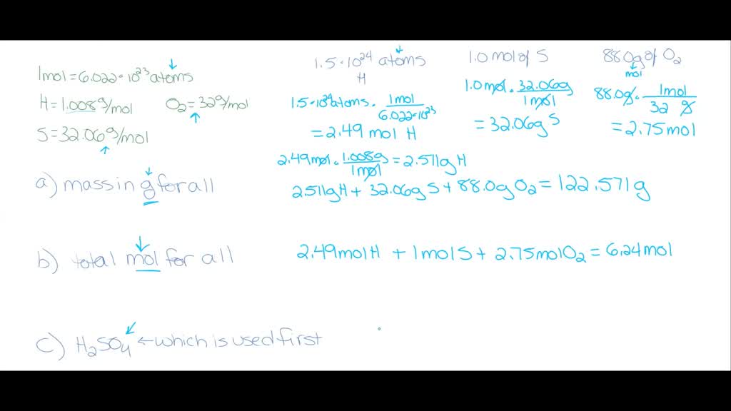SOLVED: The following quantities are placed in a container: 1.5 × 10^24 atoms of hydrogen, 1.0 ...