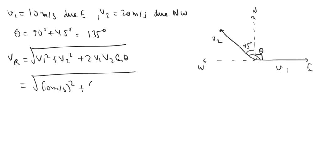 SOLVED: A body is simultaneously given two velocities, one 10 m/s due east and the other 20 m/s ...