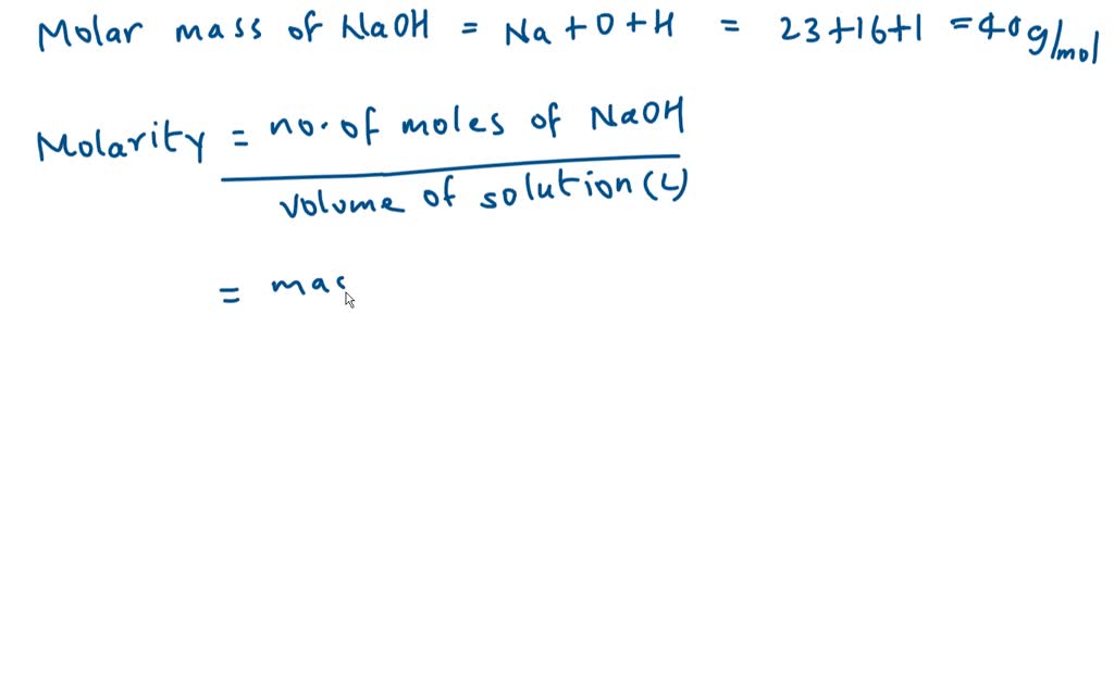 SOLVED: what is the molarity of solution if 20 gm of NAOH is dissolved in 50ml of water