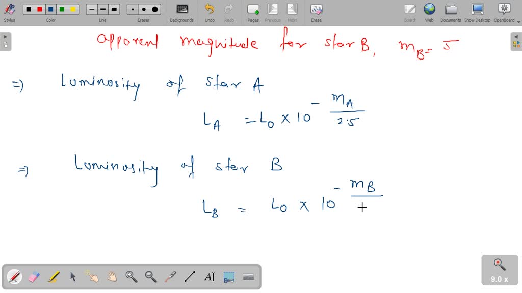 SOLVED: Two binary stars A and B with apparent magnitude 2.5 and 5 respectively: Calculate the ...