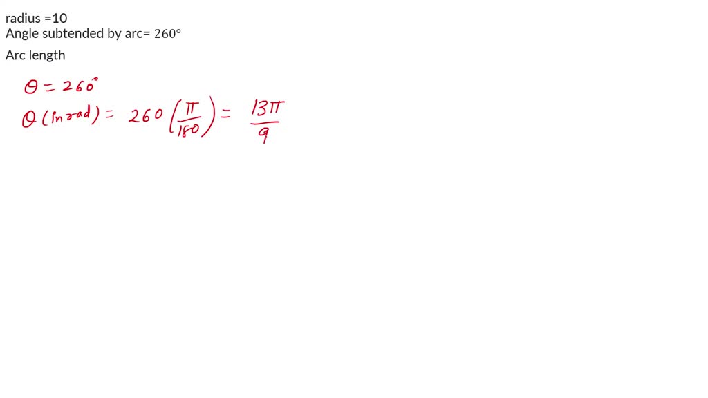 SOLVED: Find the arc length along a circle of radius 10 units subtended ... SOLVED: Find the arc length along a circle of radius 10 units subtended ...
