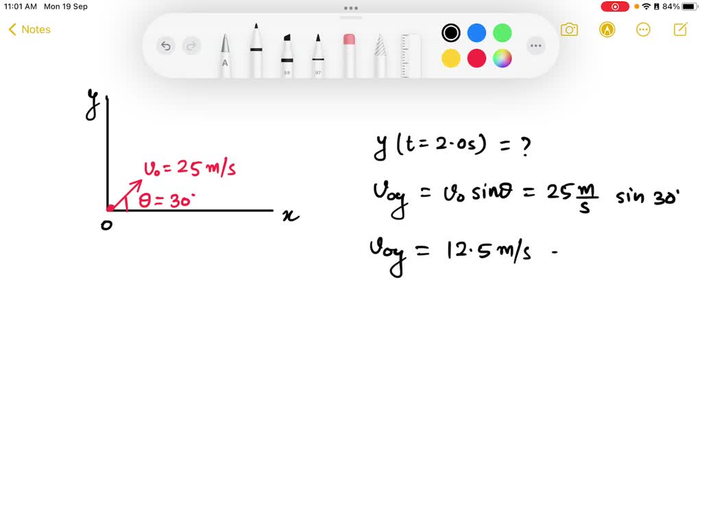 SOLVED: A boy throws a ball with an initial velocity of 25 m/s at an angle of 30° above the ...