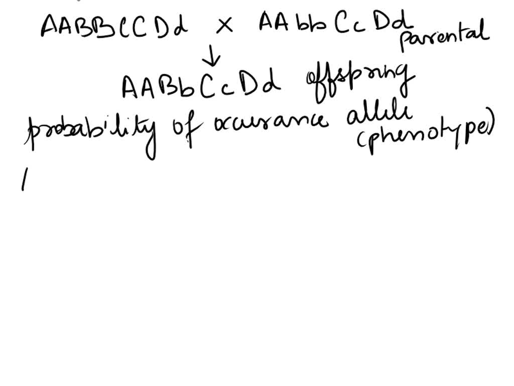 SOLVED: For the cross AABBCCDd x AAbbCcDd, what is the probability that ...