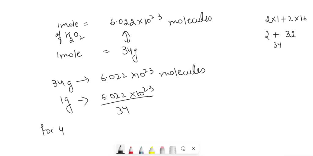 SOLVED: A sample of dihydrogen dioxide (hydrogen peroxide) has a mass ...