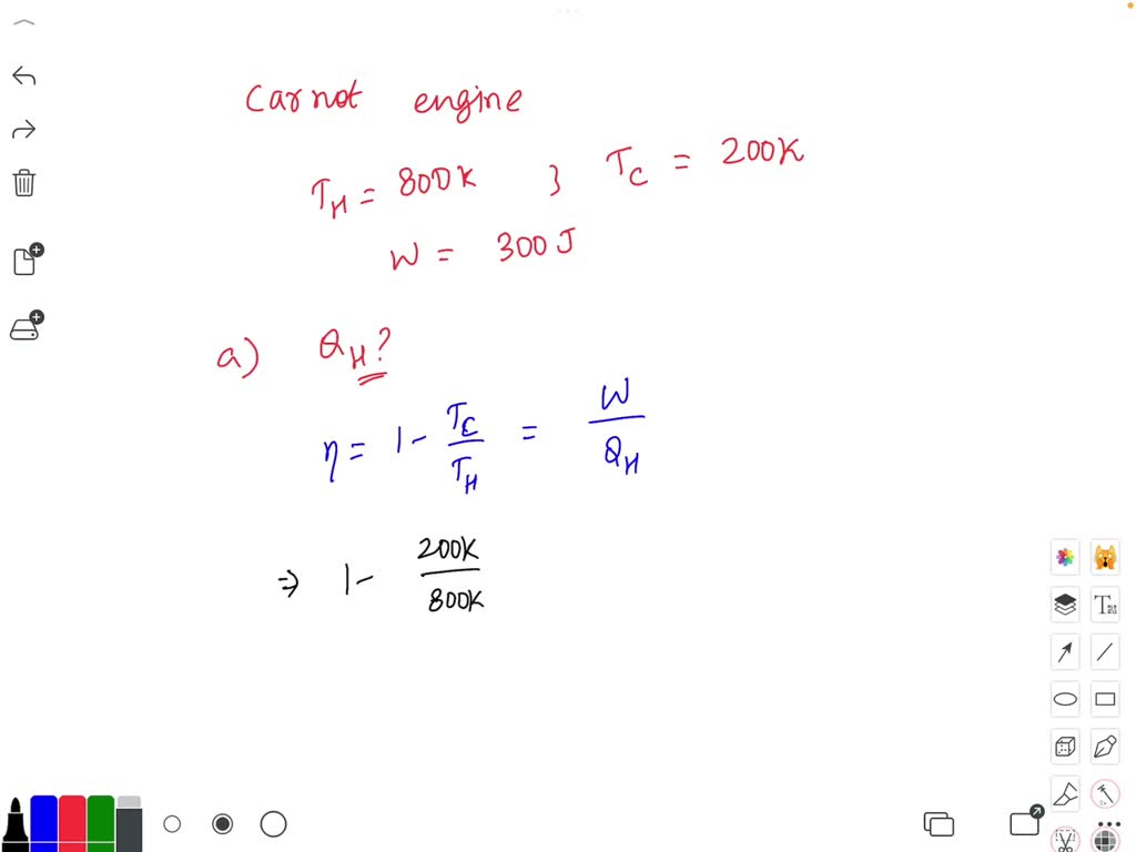 SOLVED: A Carnot engine operates between a hot source at 800K and a ...
