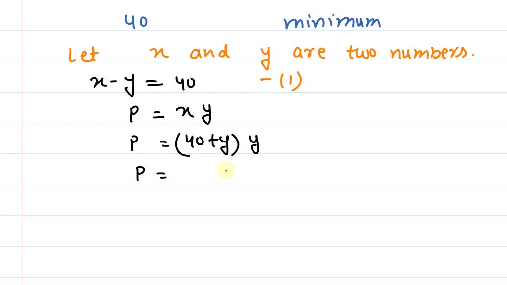 SOLVED: the difference between two numbers is 3. their product is 40. find the numbers