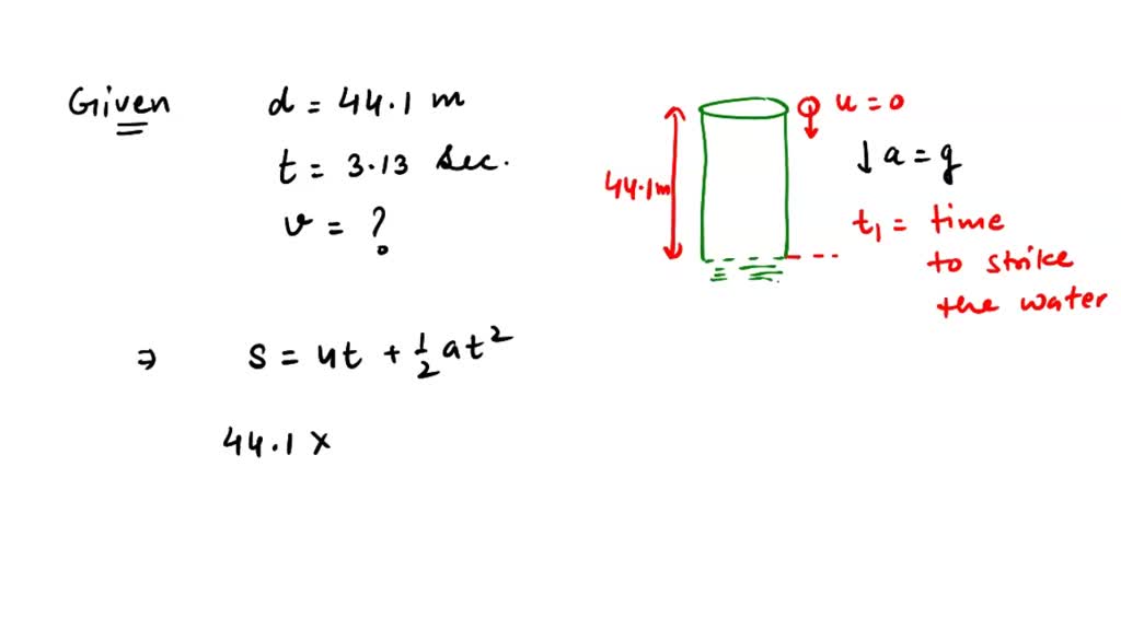 SOLVED: A stone is dropped into a well 44.1 m deep. The sound of splash ...