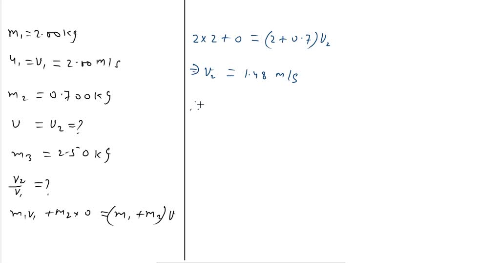 SOLVED: A block of mass m1 = 2.00 kg moving at v1 = 2.00 m/s undergoes a completely inelastic ...