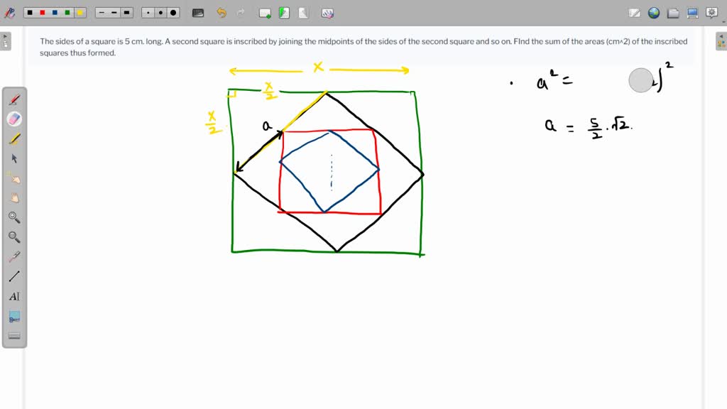 SOLVED: The sides of a square is 5 cm. long. A second square is ...
