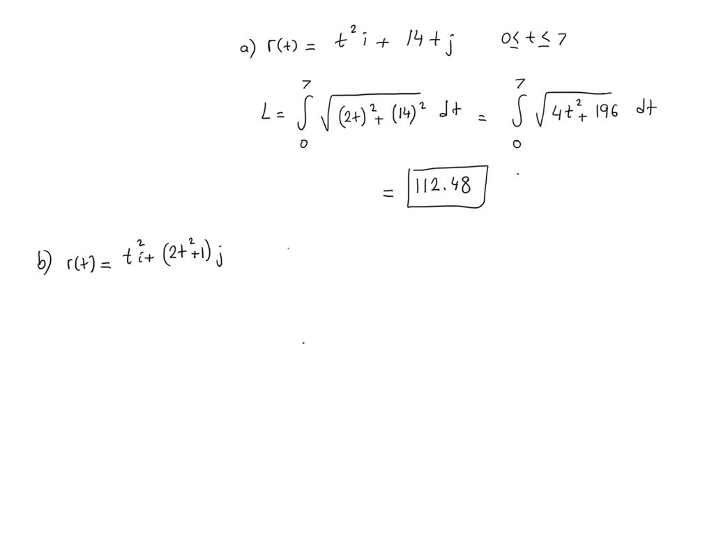 SOLVED: 1A. Consider the path defined for r(t) = . Find the length of ...
