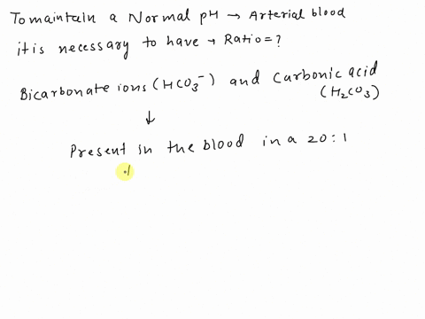 The normal blood bicarbonate carbonic acid ratio is 201 a...