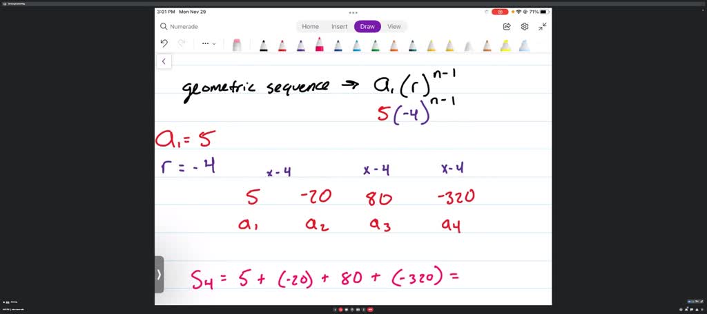 SOLVED: 6 the Keometric sequence -3, 4, Find the first term and the ...