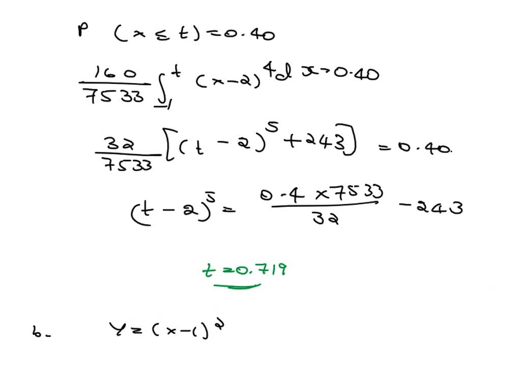 SOLVED: X has the pdf fX(x) = 160(x - 2)^4/7533, -1