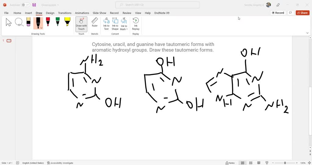 SOLVED: Cytosine, uracil, and guanine have tautomeric forms with ...