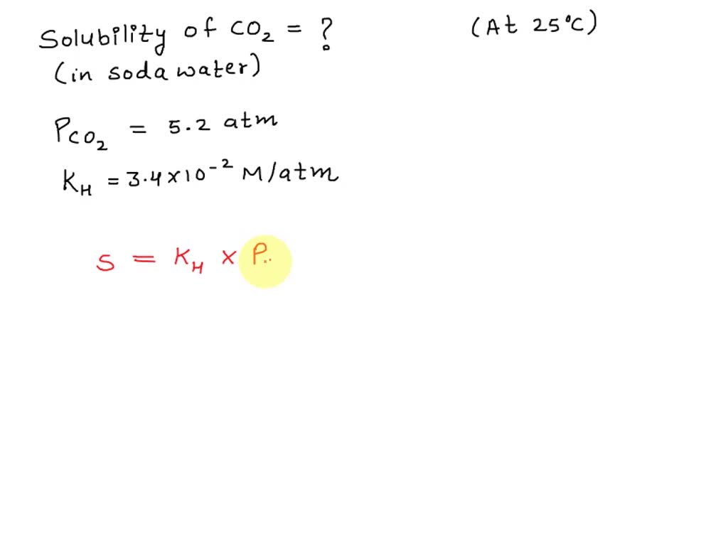 SOLVED: Find the solubility of carbon dioxide (CO2) in water at 20 ° C ...