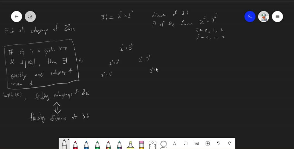 (12 points) Find all subgroups of the group Z36 and draw the subgroup ...