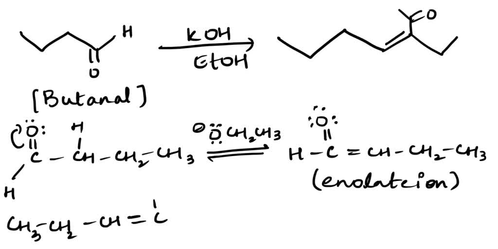 SOLVED: Butanal, when reacted with sodium hydroxide in an ethanol ...