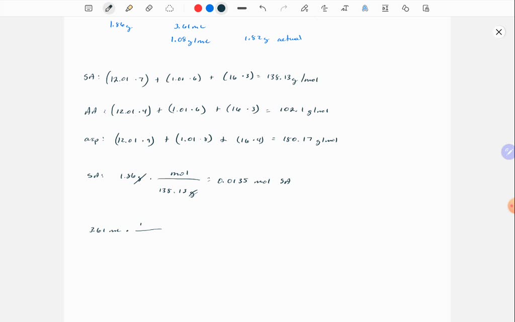 SOLVED: To synthesize aspirin, salicylic acid is mixed with acetic anyhydride: Sulfuric acid is ...