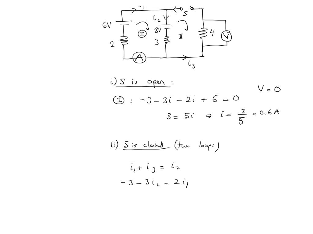 SOLVED: (b) FIGURE 5 FIGURE 5 shows a circuit with two batteries, three resistors and a switch ...