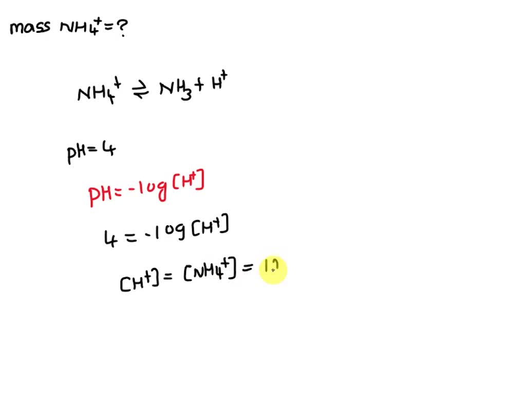 SOLVED: Ammonium (NH+4 ) is a weak acid with a pKa of 9.26. The ...