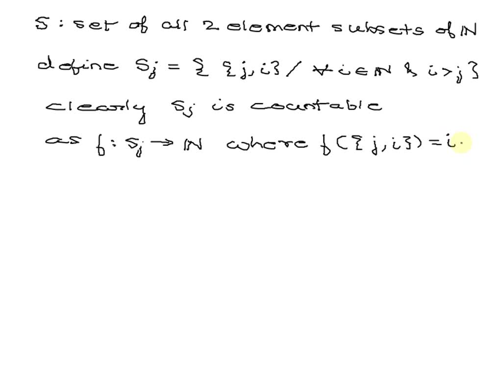 SOLVED: Prove that the set of all 2-element subsets of N is countable.
