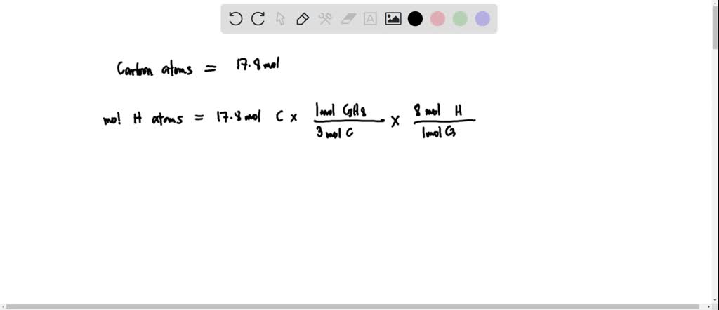 SOLVED: A sample of propane, C3H8, contains 17.8 moles of carbon atoms. How many total moles of ...