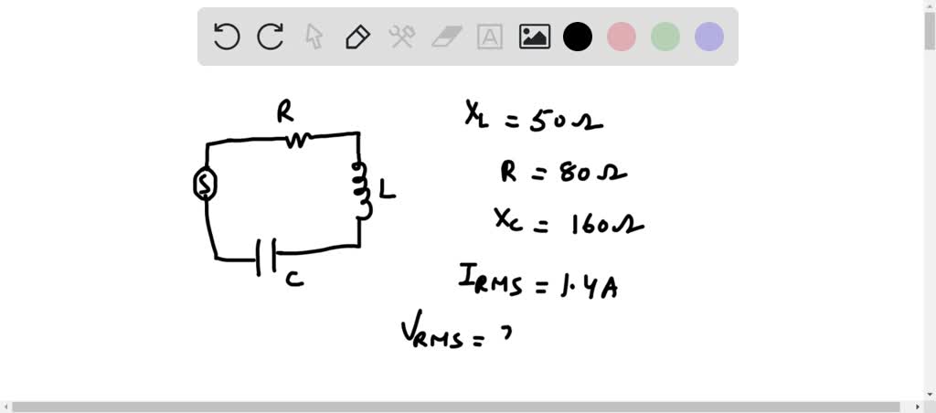 Solved 34 The Figure Shows Series Ac Circuit The Inductor Has Reactance Of 60 Q And An