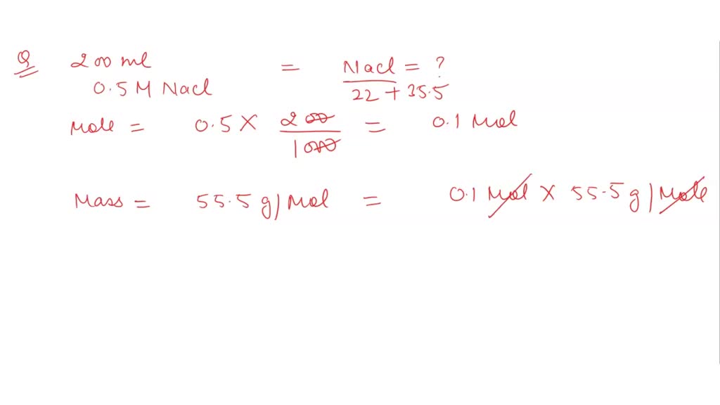SOLVED 1 You Need To Prepare 200 ML Of A 0 5 M NaCl Solution How